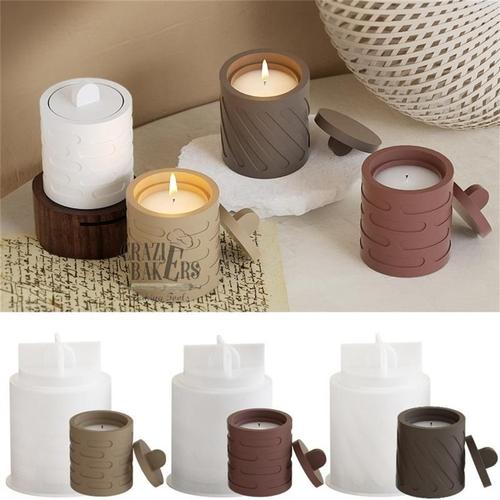 Jual Cetakan Silikon Round Stripe Concrete Candle Cup - Storage Jar ...