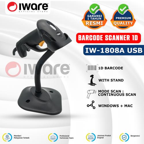 Promo Iware Barcode Scanner 1D 1808 With Stand Continuous Scan Windows ...