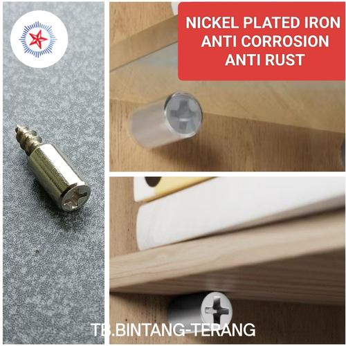 Jual SEKRUP AMBALAN BESI BULAT PEN PENYANGGA TRIPLEK KACA SEKAT KABINET ...