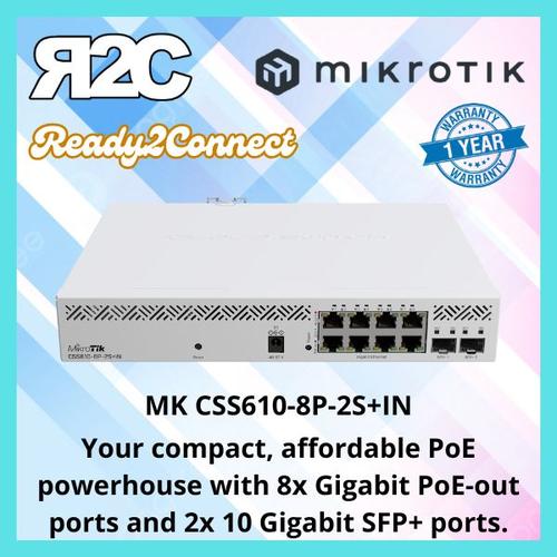 Jual MIKROTIK CSS610-8P-2S+IN 8 Port Switch Gigabit POE + 2 SFP ...