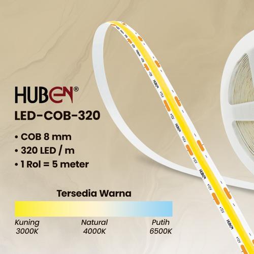 Jual Lampu LED Strip HUBEN LED Strip COB 8 mm LED-COB-320 / 5 Meter ...