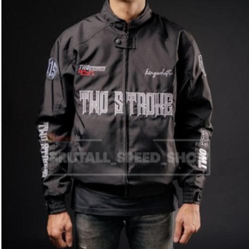 Jual Jaket two Stroke Brutal Hitam Motor 2 Stroke Tak Tebal Logo Bordir ...