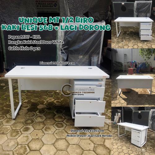 Jual Meja Kerja | Meja Tulis | Meja Belajar Kaki Besi Unique 568 + Laci ...