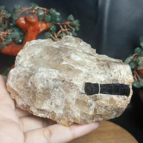 Jual Batu Natural Black Tourmaline with Calcite Raw / Rough Speciment ...