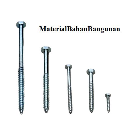 Jual baut deskrup 0.375 inch x 2.5 inch baut kayu baut kloset baut 10 ...