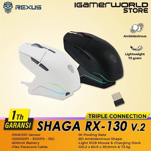Promo Rexus Shaga RX130 Wired / Wireless Gaming Mouse - WHITE - Kota ...