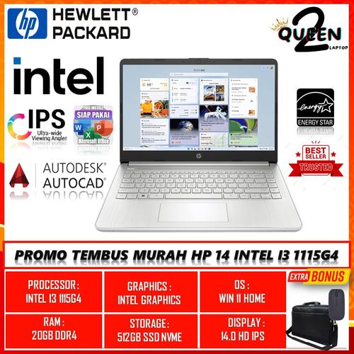 Jual LAPTOP HP 14 i3 1125G4 8GB 256GB SSD FHD IPS FP WIN11 SILVER EXDISPLAY - 4GB DDR4, 256GB ...