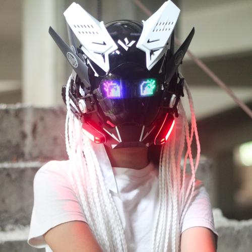 Promo Cyberpunk Mask DIY Gothic Dreadlock Hair + Customizable RGB ...