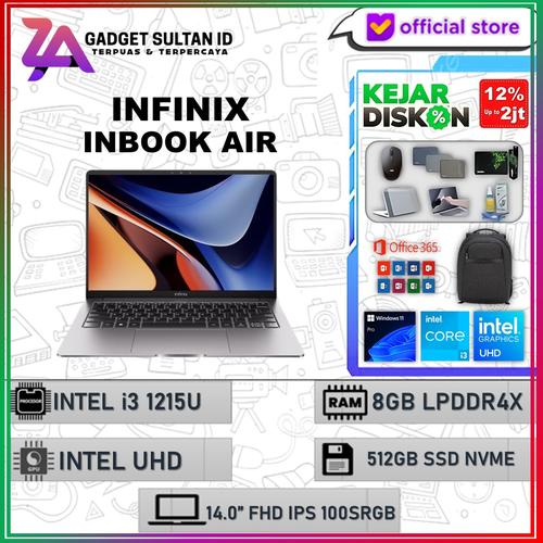 Promo INFINIX INBOOK AIR I3 1215U 8GB 512GB W11 PRO 14.0 INCH WUXGA IPS ...