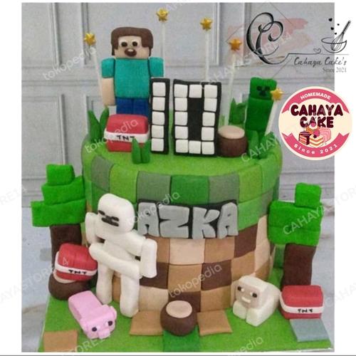 Jual Minecraft Cake / Kue Ulang Tahun Minecraft / Minecraft Custom Cake ...