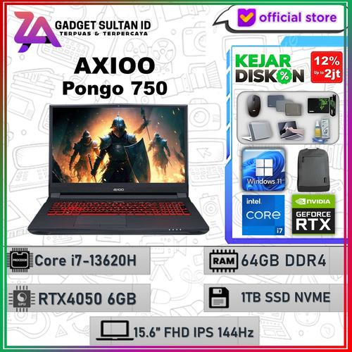 Promo Axioo Pongo 750 I7 13620H RTX4050 64GB RAM 1TB SSD 15.6 Full HD ...