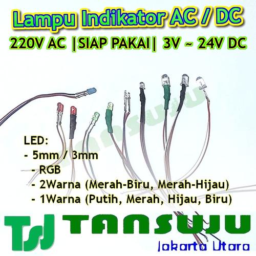 Jual Indicator Lamp Lampu Indikator 220V AC 3V 5V 6V 9V 12V 24V DC Siap ...