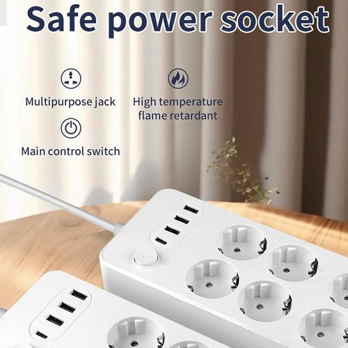 Promo Terminal Colokan Listrik 3 USB 6 Socket 1 Type-C Power Strip ...