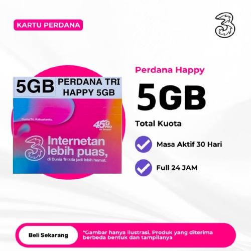 Jual Kartu Perdana Tri Three 3 Tree Happy 5GB Fresh - Kab. Tangerang ...