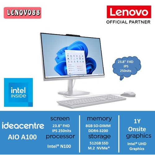 Jual Lenovo AIO A100 || Intel N1008GB 512GB SSD Intel UHD Graphics 23.8 ...