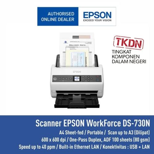 Jual Scanner EPSON WorkForce DS-730N DS730 DS 730N ADF Duplex up to ...