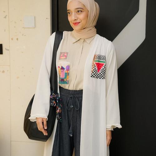 Jual Abaya Outer Iket palestine Chikigo - White Palestine - Kota ...