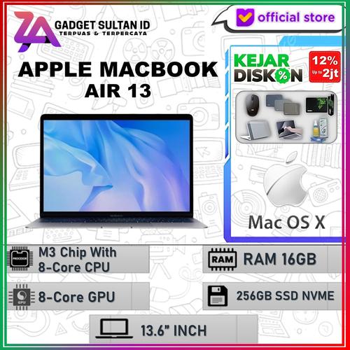 Promo IBOX APPLE MACBOOK AIR 13 M3 Chip 8 Core GPU 16GB 256GB 8 Core CPU 13.6 Inch OS X - PAKET ...