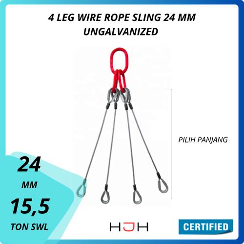 Jual 4 LEG WIRE ROPE SLING. 24 MM UNGALVANIZED. SWL 15,5 T. HJH - 2 M ...