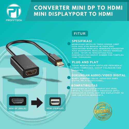 Jual Converter Mini DisplayPort To Hdmi, Original Profftech - Jakarta ...