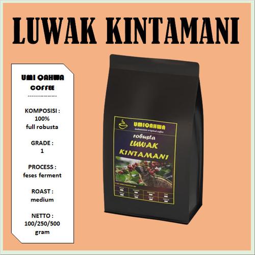 Jual KOPI LUWAK KINTAMANI ROBUSTA 100/250 GRAM UMI QAHWA - 250 Gr ...