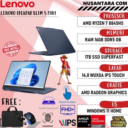 Jual Laptop Lenovo Ideapad 5 2in1 AMD Ryzen 7 8845HS RAM 16GB 1TB SSD + PEN Windows 11 Terbaru ...