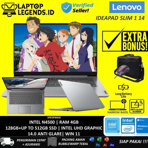 Jual Laptop Lenovo Ideapad Slim 1i 14 Intel N4020 4GB 512Gb 14.0 Win11 Home Silver - NON ...