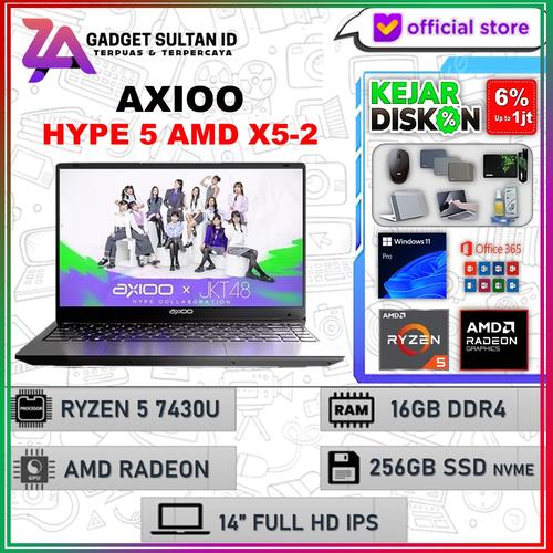 Promo Axioo Hype 5 AMD X5-2 RYZEN 5 7430U 16GB 256GB Windows 11 Pro 14 ...