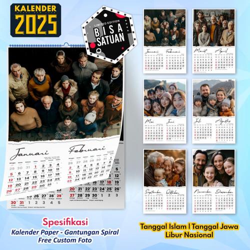 Jual gunakan ini syam kalender dinding 2025 isi 6 lembar custom foto ...