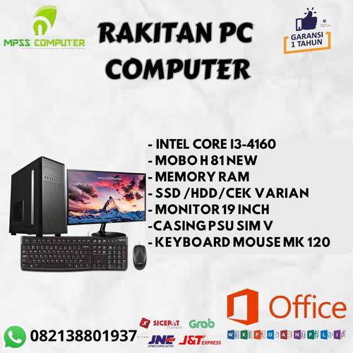 Jual Paket Komputer PC Rakitan Core I3 4160 Office (RAM/SSD/HDD Cek Varian) - SSD 256+HDD 500 ...
