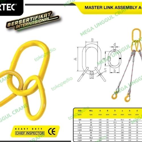 Jual Chain Sling 4 Legs, Rantai Baja 8mm x 2mtr, Atas ML Assy 3/4" + CL ...
