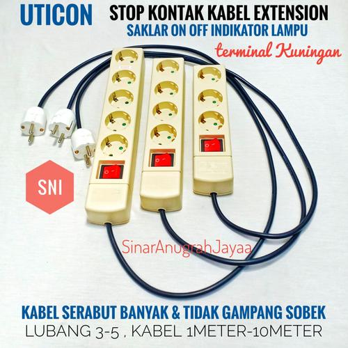 Jual UTICON Kabel Extension Stop Kontak Saklar ON OFF Kabel HITAM 1-10M ...