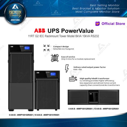Promo UPS ABB PowerValue 11RT G2 IEC Rackmount Tower Model 6kVA 10kVA ...