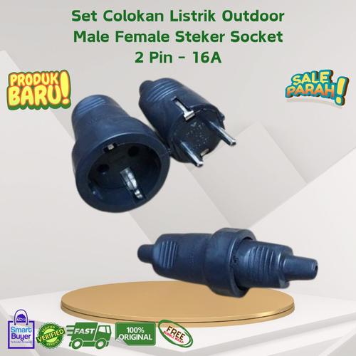 Jual Set Colokan Listrik Outdoor 16A 2pin Male Female Steker Socket ...