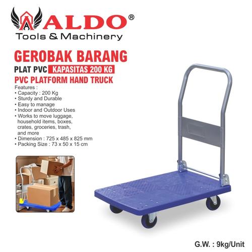 Jual GEROBAK BARANG PLAT PVC BIRU KAPASITAS 200 KG / PVC PLATFORM HAND ...