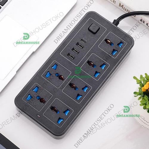 Jual di Soket Stop Kontak USB dengan Sakelar Independen dengan 3 Port USB Bercahaya dengan Kabel ...