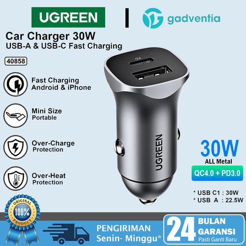 Promo UGREEN Adaptor Car Charger Mobil USB + Type C PD 3.0 Fast ...
