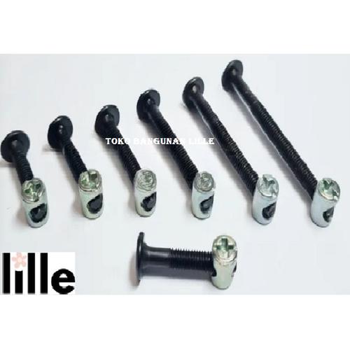 Jual Paket Mur Baut Jcbc M 6 x 80 mm Hitam Knock Down Bolt Baut Pasang Dipan Ranjang m6 x 8 cm ...
