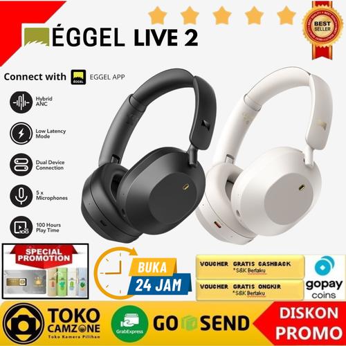Jual Eggel Live 2 Hybrid ANC + ENC Over Ear Bluetooth Headphone - White ...
