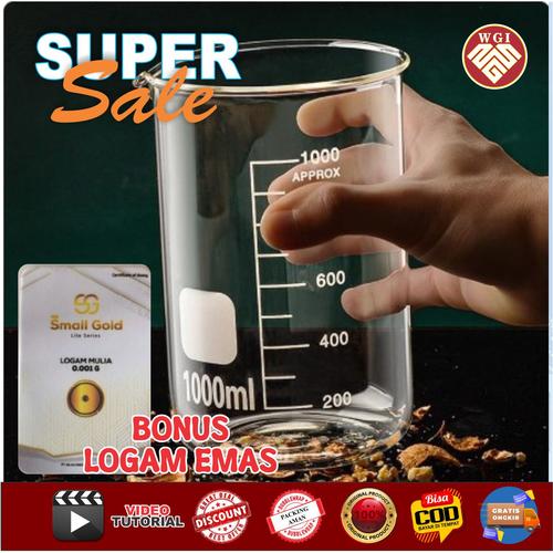 Jual Gelas Ukur Kaca Takar Lab Kimia Borosilicate Glass - 1 LITER ...