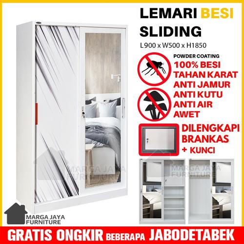 Promo Lemari Pakaian 2 Pintu Besi Metal Hitam Putih Powder Coating Baju ...