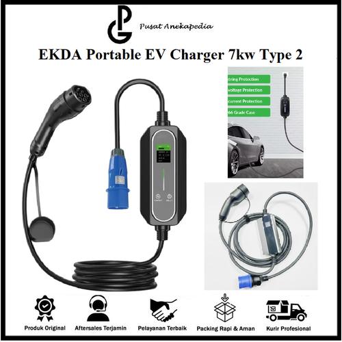 Jual EKDA Portable EV Charger 7kw Type 2 - Pengisi Daya Kendaraan Mobil ...