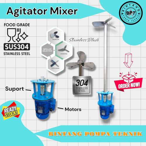 Jual Agitator Mixer Kimia SS304 1.5KW 2HP 1400RPM 3 Ph 4 Pole Mixer ...