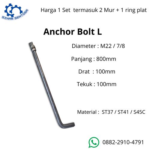 Jual Anchor Bolt L / Angkur L 7/8" / M22 x 800 mm - (ST37 / ST41 / S45C ...