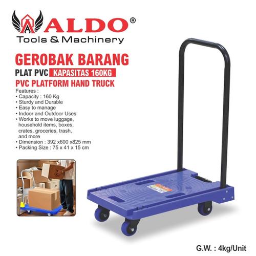 Jual GEROBAK BARANG PLAT PVC BIRU KAPASITAS 160 KG / PVC PLATFORM HAND ...