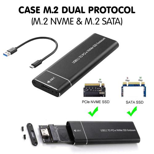 Jual Enclosure M.2 Dual Protocol Support M.2 Sata & Nvme / Case Casing ...
