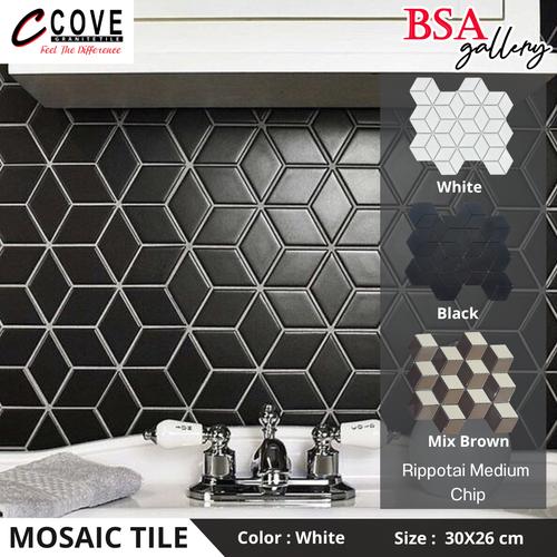 Jual MOSAIC TILE DIAMOND RHOMBUS HITAM / KERAMIK MOZAIK DINDING DAPUR ...
