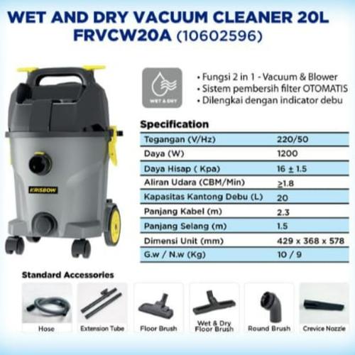 Jual KRISBOW FRVCW20A Wet & Dry Vacuum Cleaner 20 Liter 2 in 1 Penyedot ...