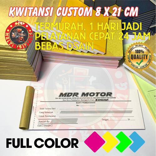 Jual kwitansi custom gratis dsain ukuran 8x21 cm full color kwitansi ...