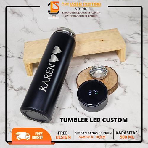 Jual Tumbler LED Custom Nama Logo | Botol Minum Stainless Grafir Laser ...